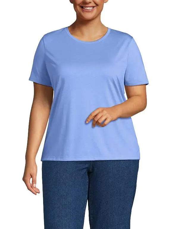 LANDS' END Supima Cotton Crewneck T-shirt - Clear Blue Sky
