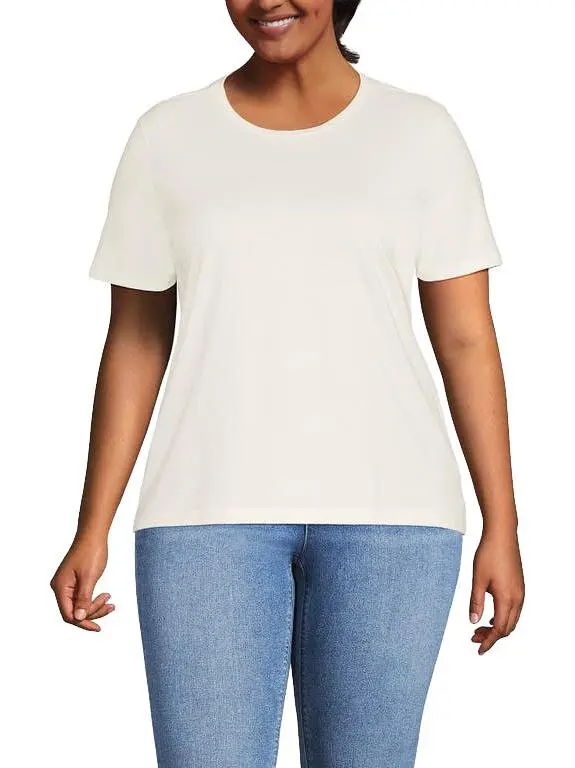 LANDS' END Relaxed Supima Cotton Crew Neck T-shirt - Ivory
