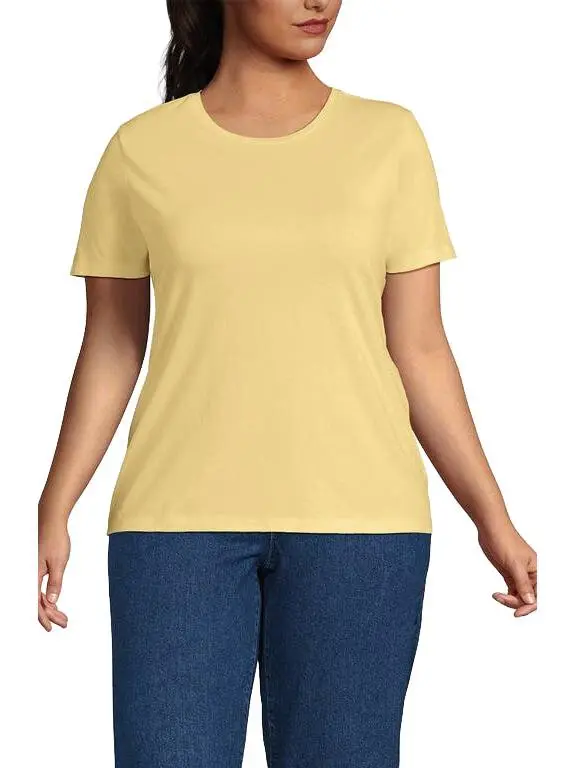 LANDS' END Supima Cotton Crewneck T-shirt - Pale Sunbeam Yellow
