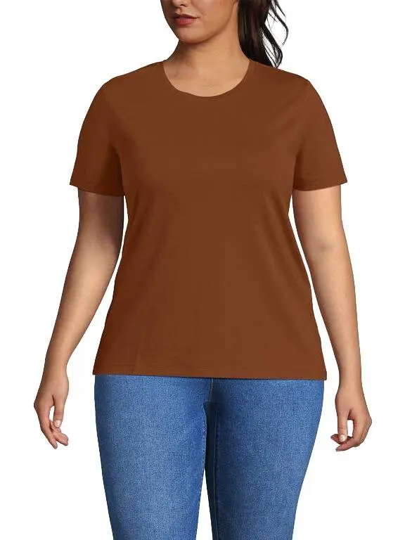 LANDS' END Supima Cotton Crewneck T-shirt - Rich Ginger Brown