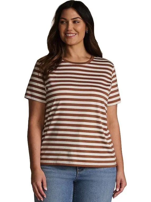 LANDS' END Relaxed Supima Cotton T-shirt - Rich Ginger Even Stripe