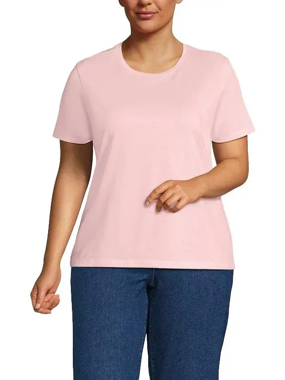 LANDS' END Relaxed Supima Cotton Crew Neck T-shirt - Sea Salt Pink