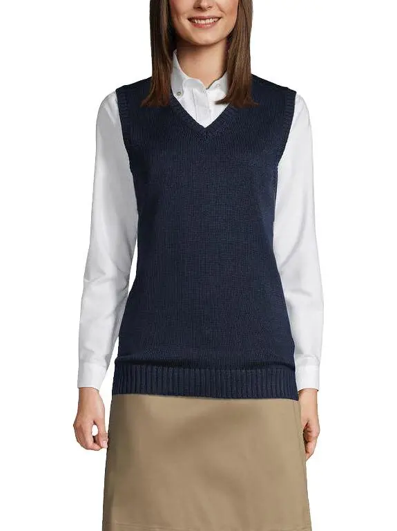 LANDS' END Cotton Modal Sweater Vest - Classic Navy