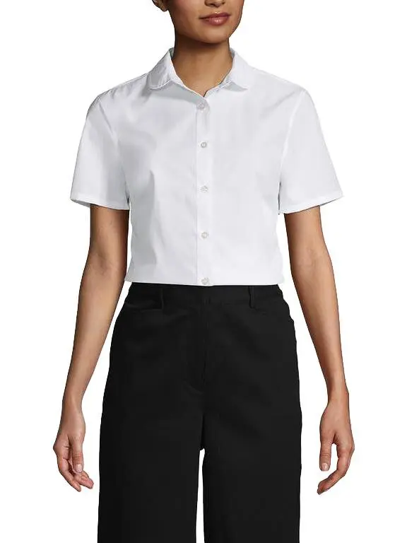 LANDS' END School Uniform Peter Pan Collar Shirt - White