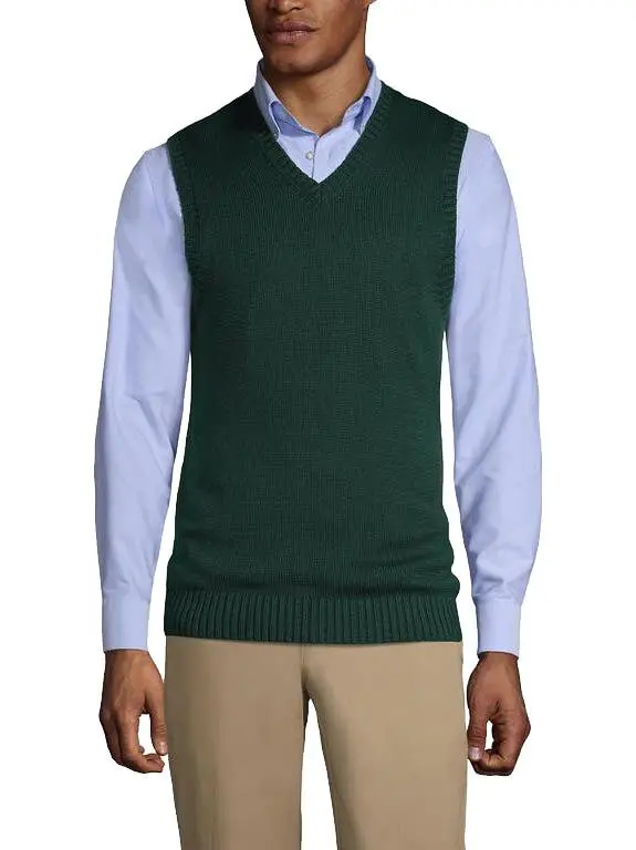 LANDS' END Cotton Modal Sweater Vest - Evergreen