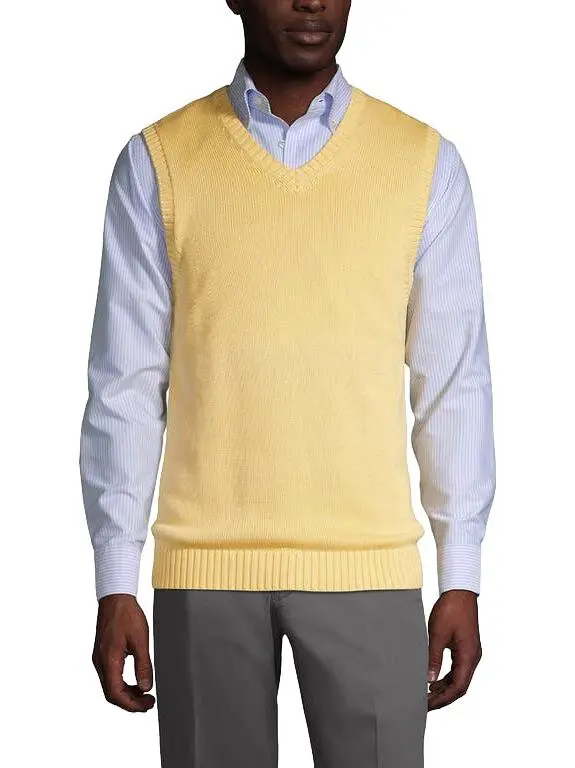 LANDS' END Cotton Modal Sweater Vest - Maize