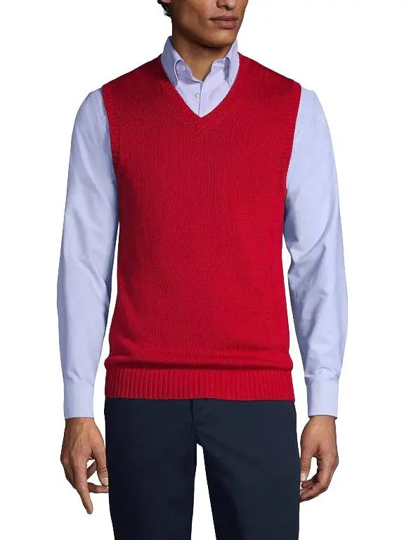 LANDS' END Cotton Modal Sweater Vest - Red
