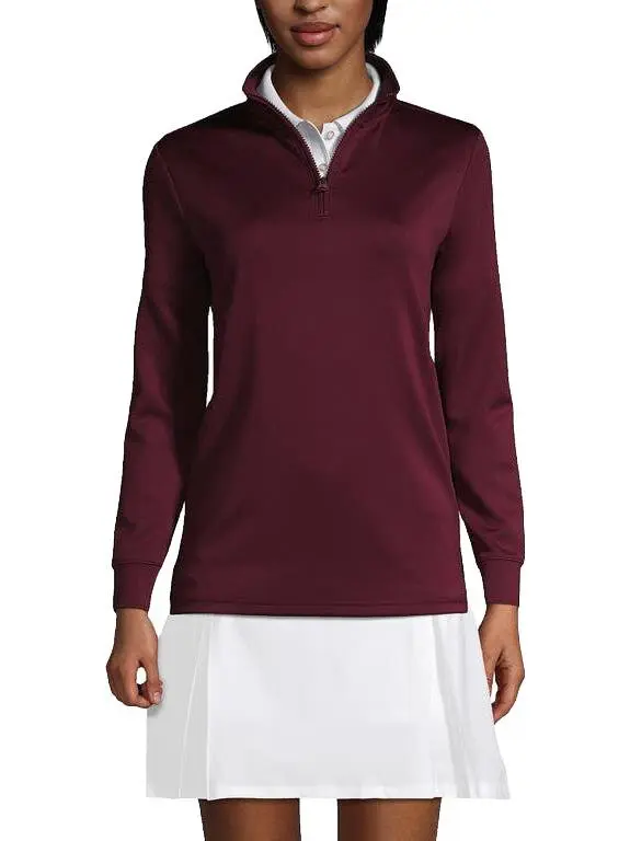 LANDS' END School Uniform Quarter Zip Pullover - Burgundy