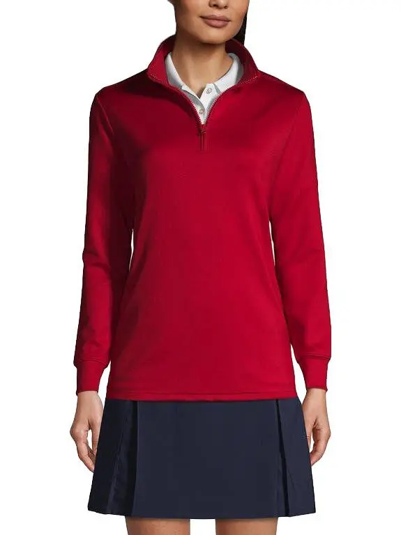 LANDS' END School Uniform Quarter Zip Pullover - Red