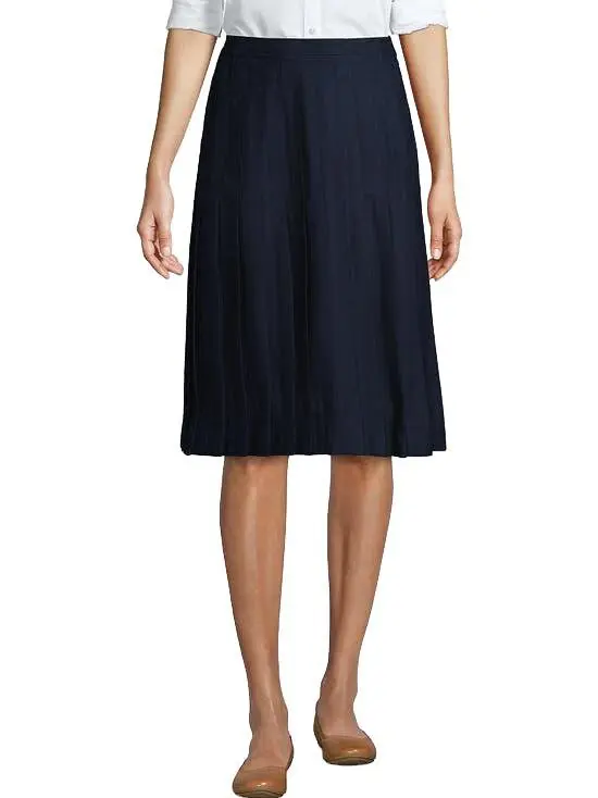 LANDS' END Pleated Skirt - Classic Navy