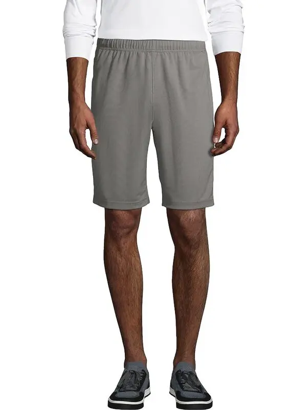 LANDS' END School Uniform Mesh Gym Shorts - Stone Gray