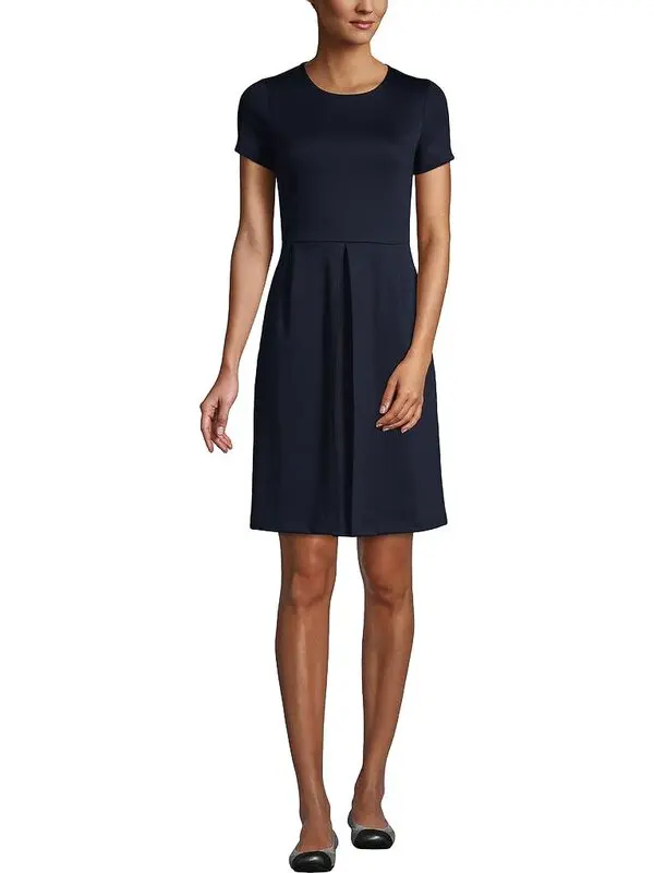 LANDS' END Short Sleeve Ponte Dress - Classic Navy