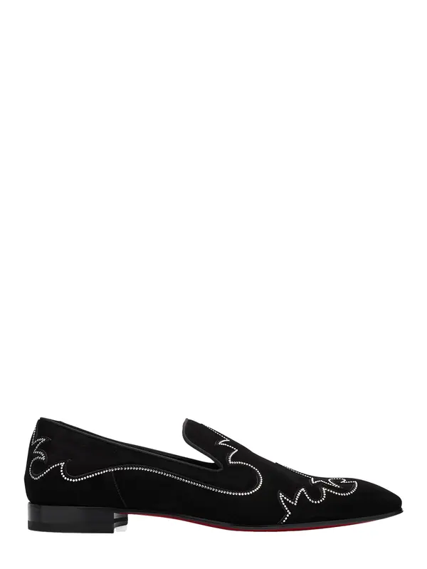 CHRISTIAN LOUBOUTIN Dandysiago Rhinestone-embellished Loafers - Black