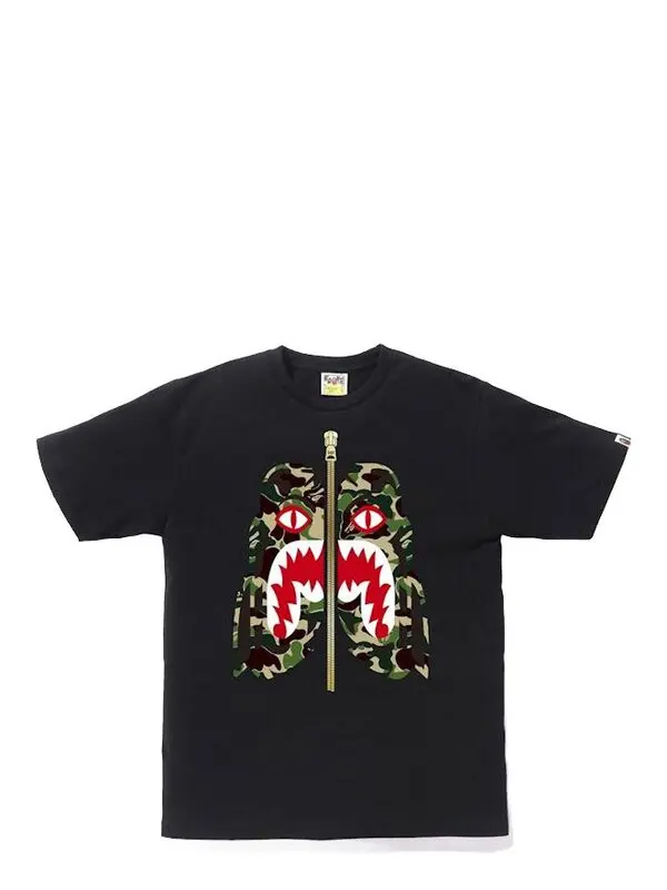 A BATHING APE Abc Camo Tiger Tee Shirt - Black/green