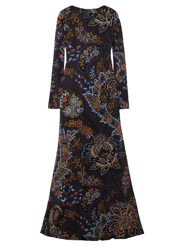 Etro Open-back Printed Jersey Maxi Dress - Black