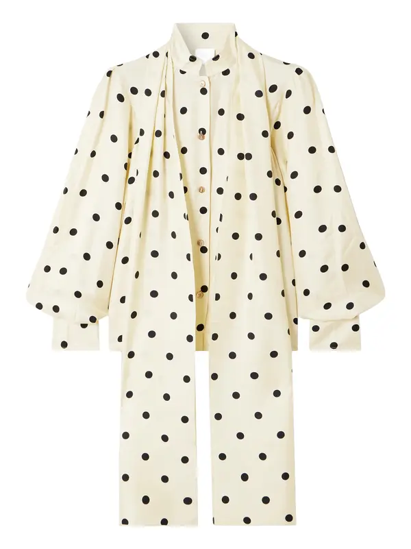 Patou Pussy-bow Polka-dot Blouse - Cream