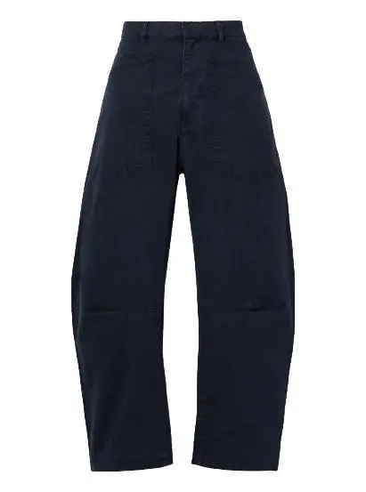 NILI LOTAN Shon Cotton-blend Twill Tapered Trousers - Blue