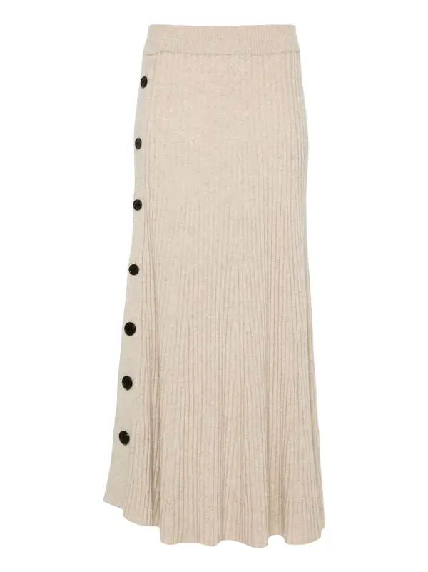 Eric Bompard Ribbed Maxi Skirt - Neutrals