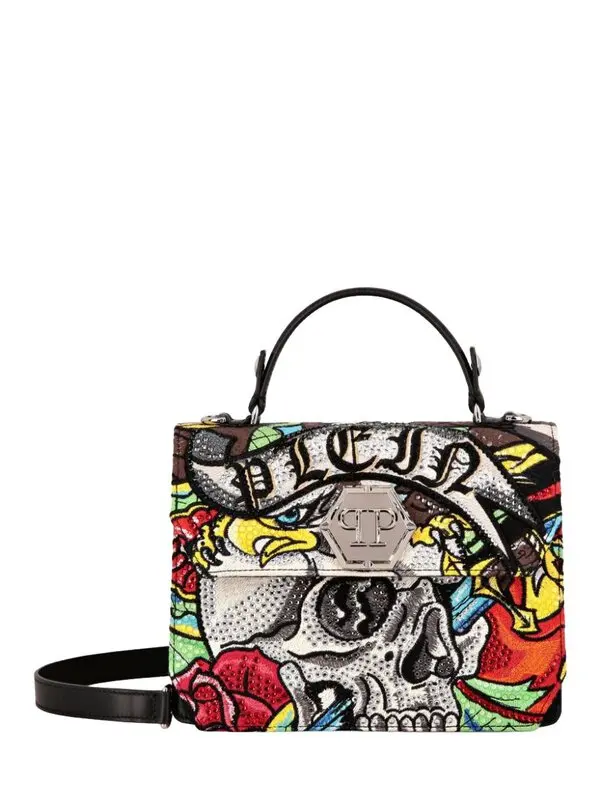 Philipp Plein Skull Graphic Embellished Tote Bag - Red