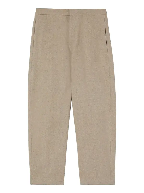 JIL SANDER Logo-patch Wool Tapered Trousers - Neutrals