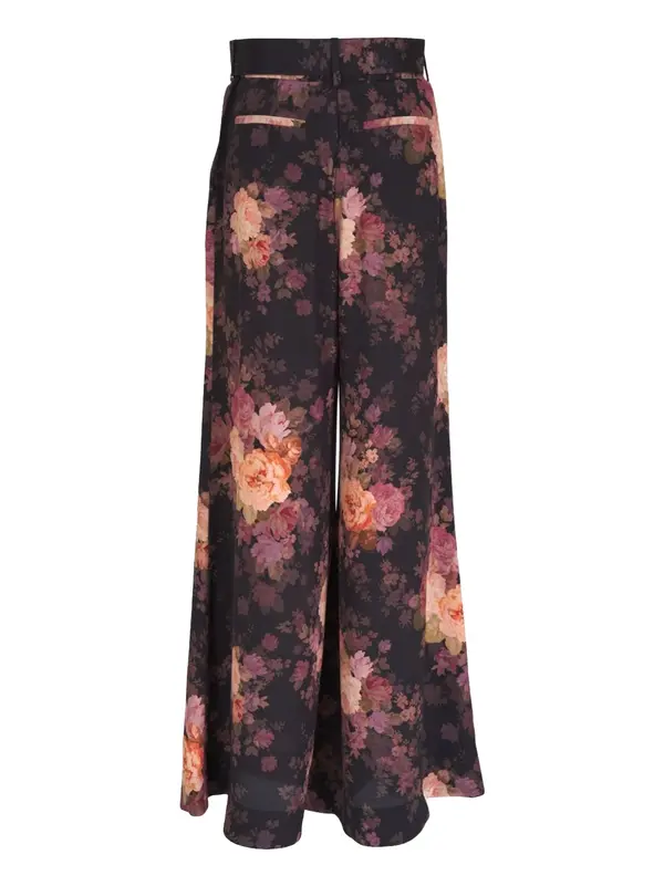 Zimmermann Floral-print Flared Trousers - Black