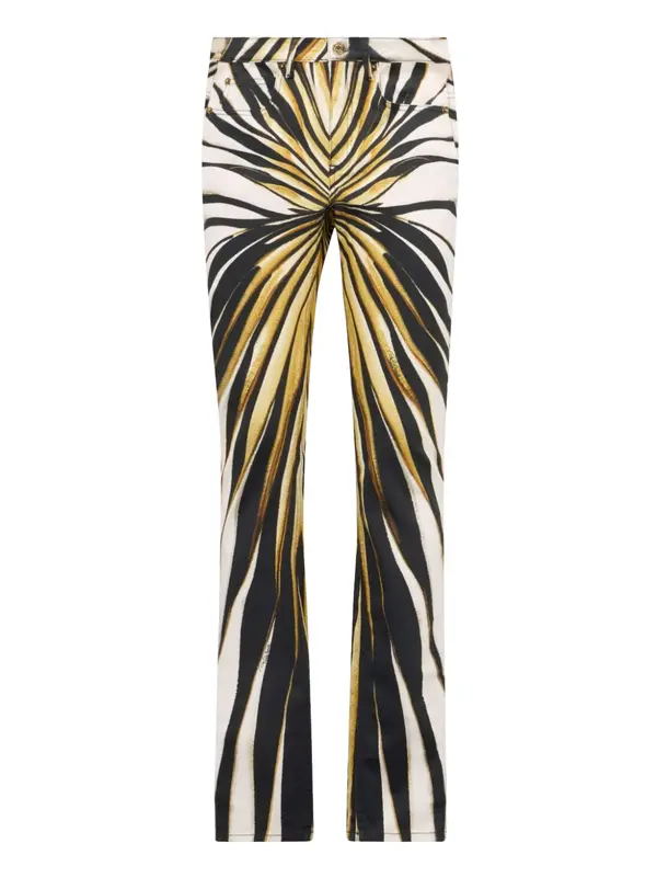 Roberto Cavalli Ray Of Gold Printed Trousers - Neutrals