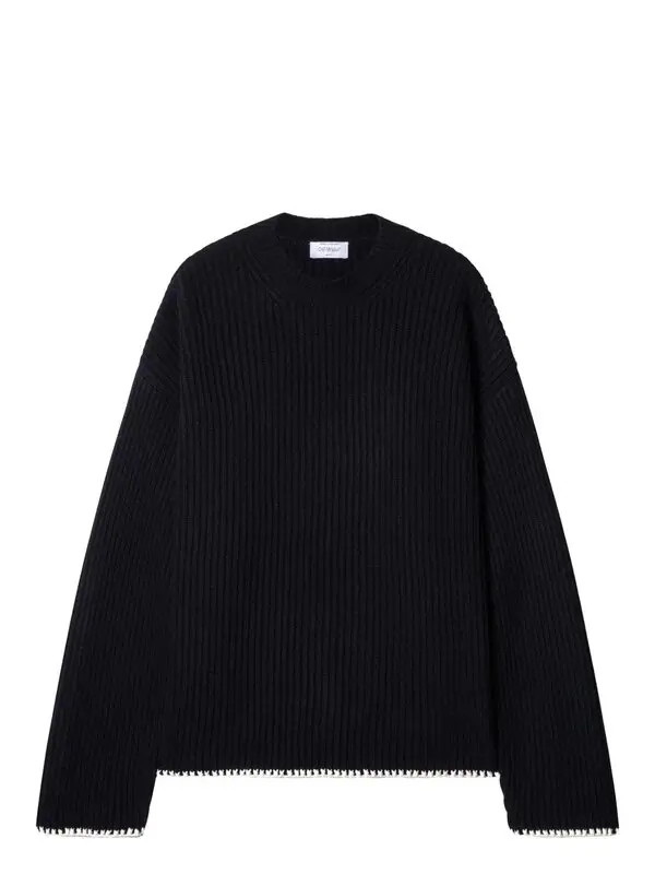 Off-White Ribbed Knit Jumper With Contrasting Trim - Black
