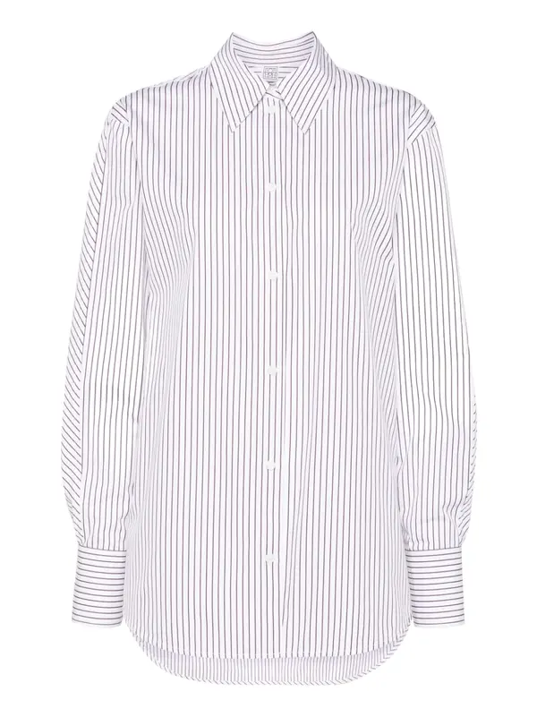 TOTEME Wide-sleeve Striped Poplin Shirt - White