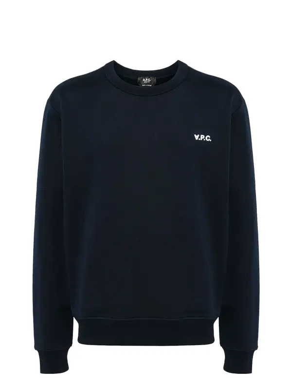 A.p.c. Flocked-logo Sweatshirt - Blue