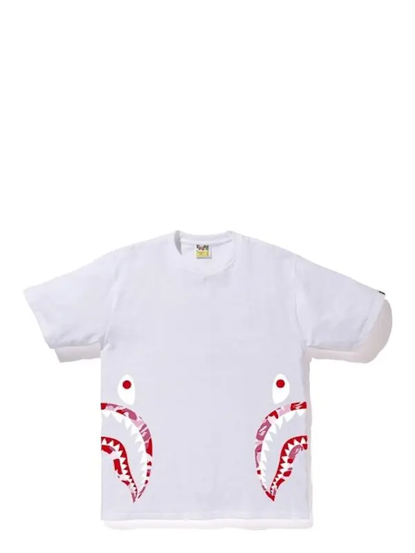 A BATHING APE Abc Side Shark Tee Shirt - White/pink