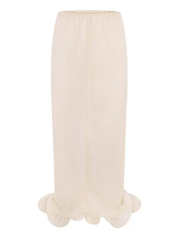 TG BOTANICAL Flounced Cotton-blend Midi Skirt - Off-white