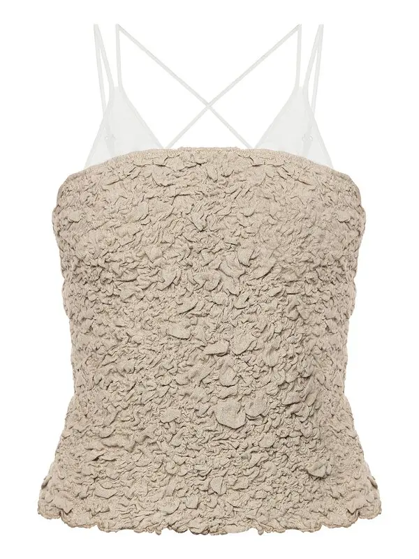 TG BOTANICAL Lisa Textured Linen-blend Tube Top - Brown
