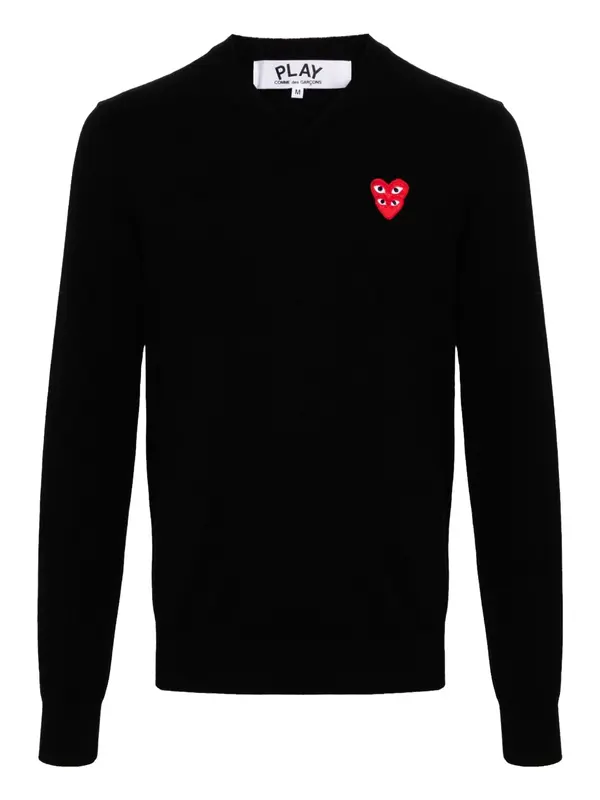 Play Comme Des Garcon Heart-patch Wool Jumper - Black