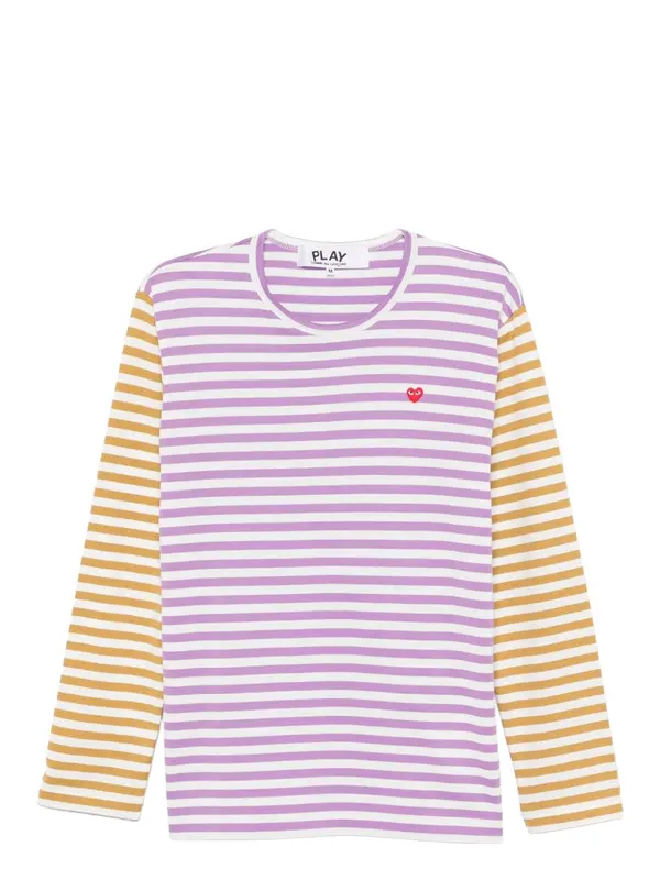 Play Comme Des Garcon Striped Long-sleeve T-shirt - Purple