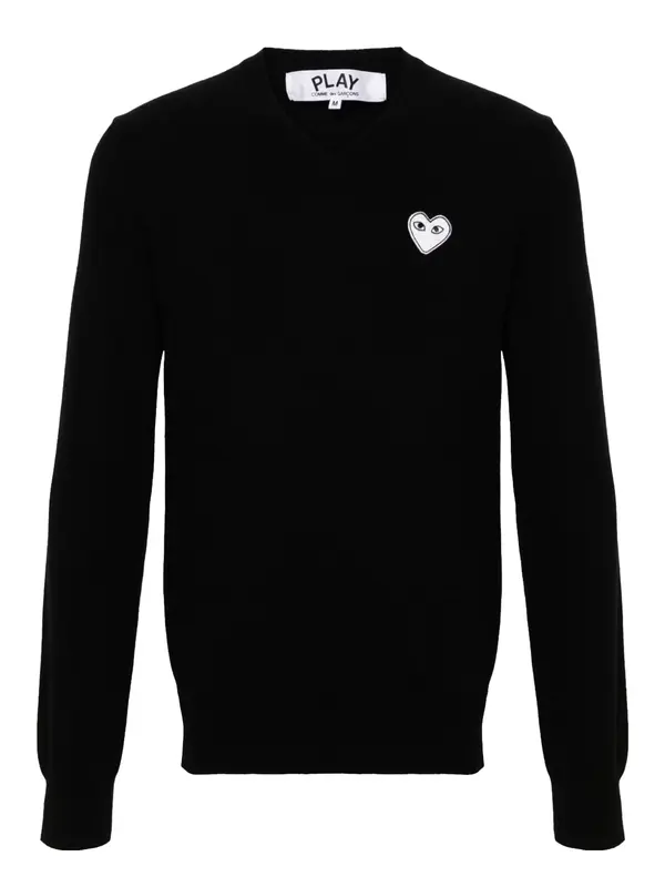 Play Comme Des Garcon Heart-patch Wool Jumper - Black