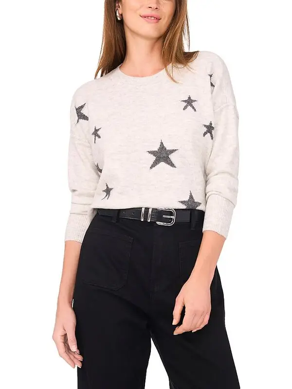 Vince Camuto Star Crewneck Sweater - Medium Heather Grey