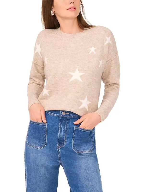 Vince Camuto Star Crewneck Sweater - Oatmeal