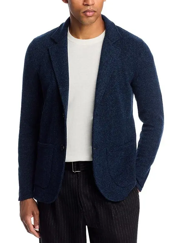 MAURIZIO BALDASSARI Wool, Cotton & Nylon Mouline Sweater Jacket - Navy/blue