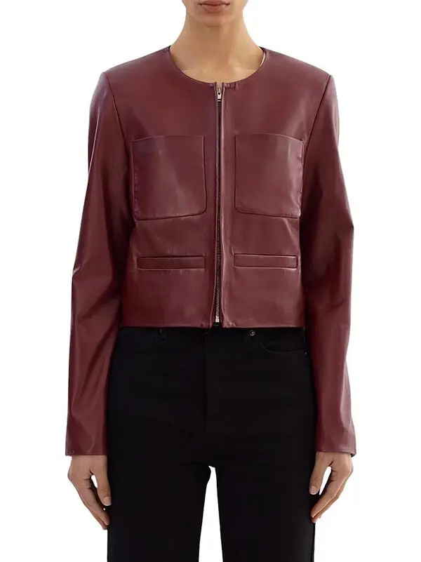 LAMARQUE Linette Leather Jacket - Burgundy