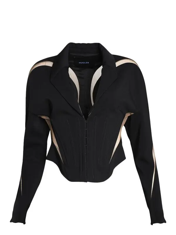 MUGLER Spiral Illusion Corset Jacket - Black