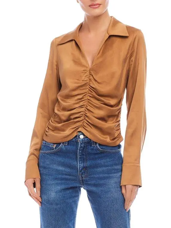 Fifteen Twenty Arabella Shirred Top - Camel