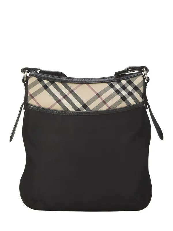 Burberry House Check Nylon Vertical Messenger Bag - Black