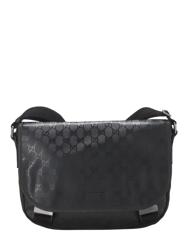 Gucci Gg Imprime Buckle Flap Crossbody Bag - Black