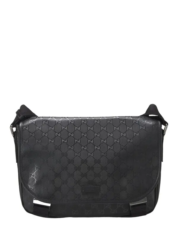 Gucci Gg Imprime Buckle Flap Crossbody Bag - Black