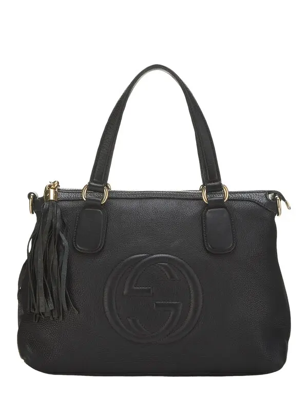 Gucci Leather Soho Top Handle Bag - Black