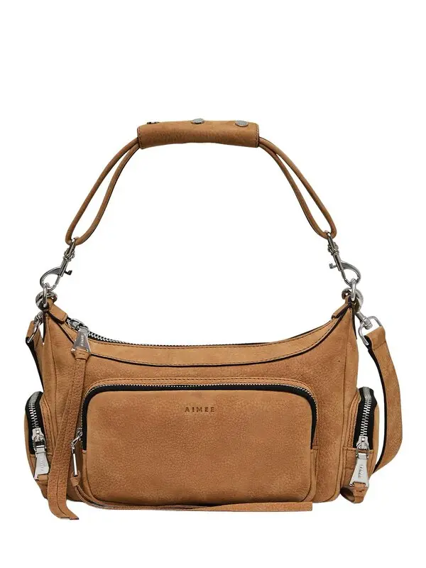 AIMEE Away We Go Suede Shoulder Bag - Latte Nubuck
