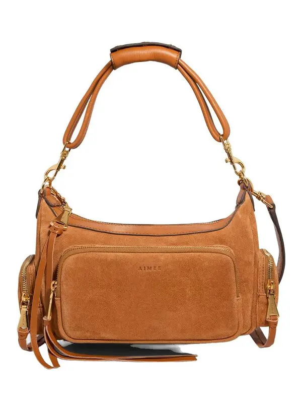 AIMEE Away We Go Suede Shoulder Bag - Rustic Caramel Suede