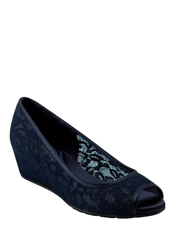 Bandolino Candras Peep Toe Wedge Pump - Dark Blue