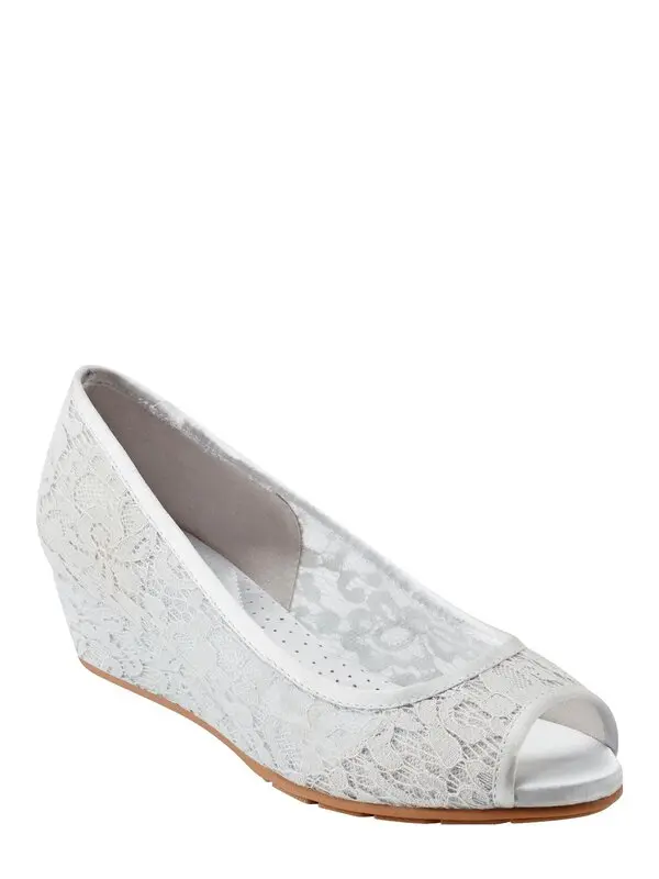 Bandolino Candras Peep Toe Wedge Pump - Light Gray