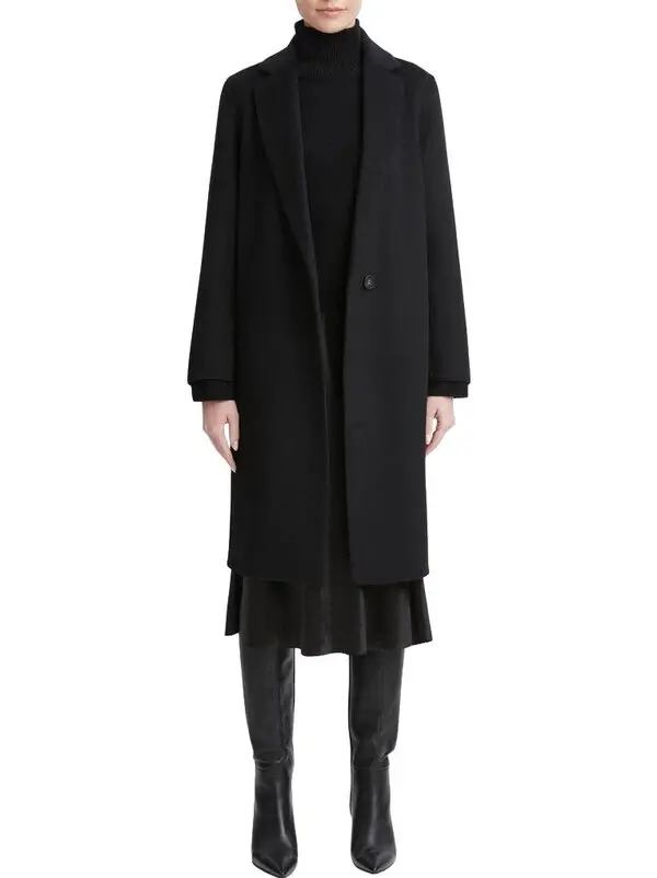 Vince One-button Long Coat - Black